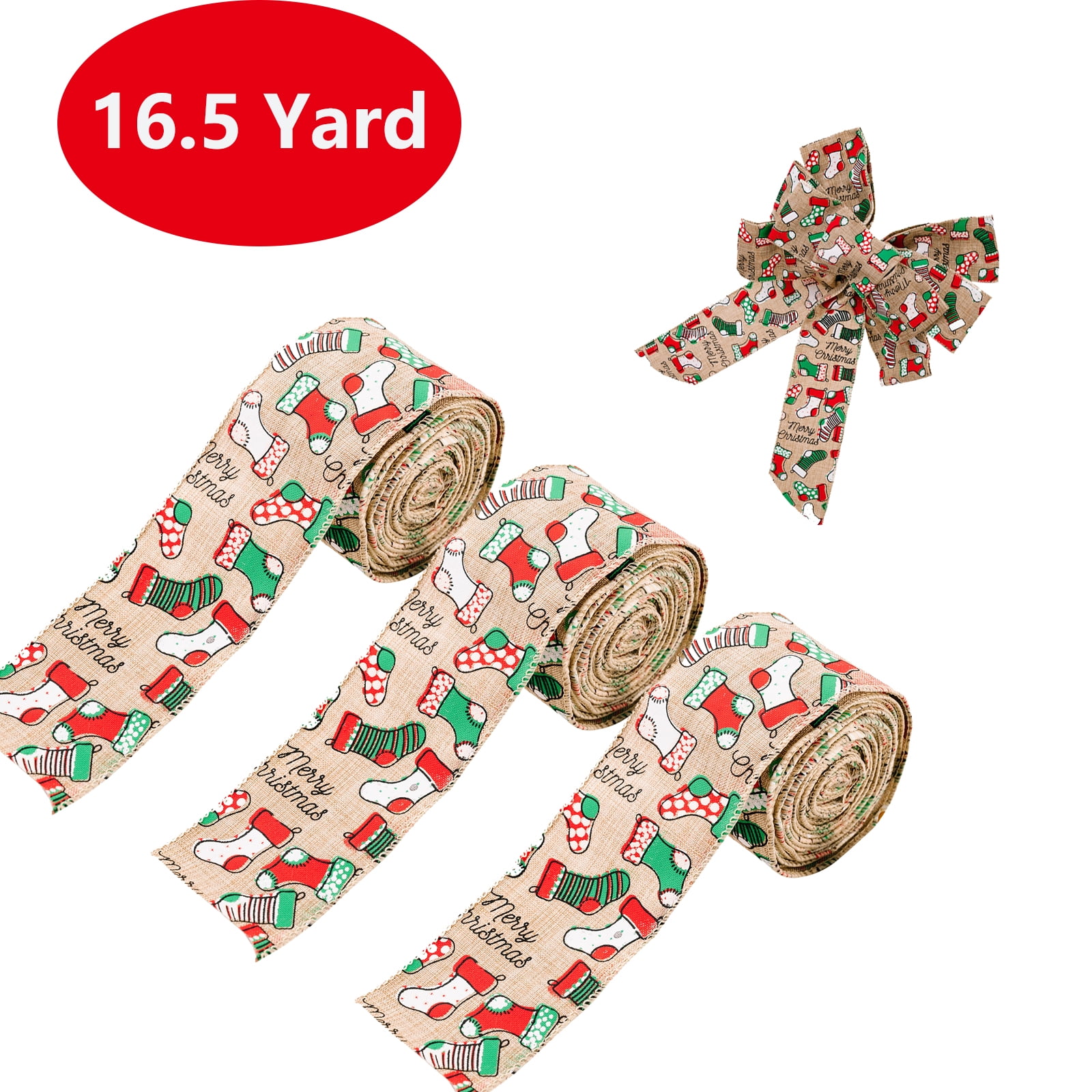 16.5 Yards Christmas Wired Edge Ribbons Gingerbread Man Gingerbread ...