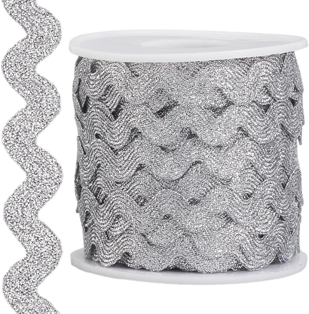 16.5 Yards Metallic Silver Rick Rack 0.6 Inch RIC Rac Trim Glitter Zig ...