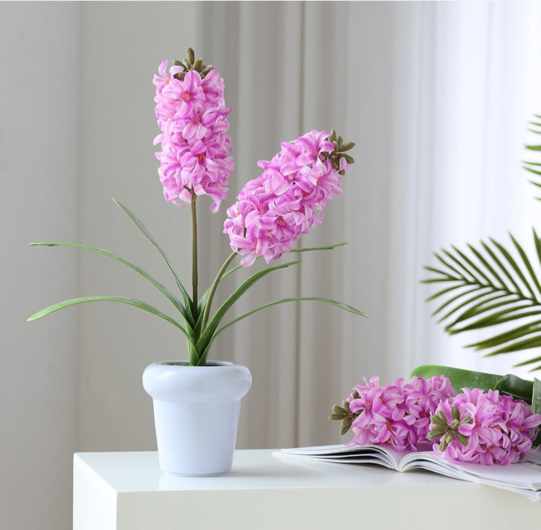 16.5 inch Artificial Hyacinth Flower Bouquet, Hyacinth Flowers Fake Flower with Stem Faux ...