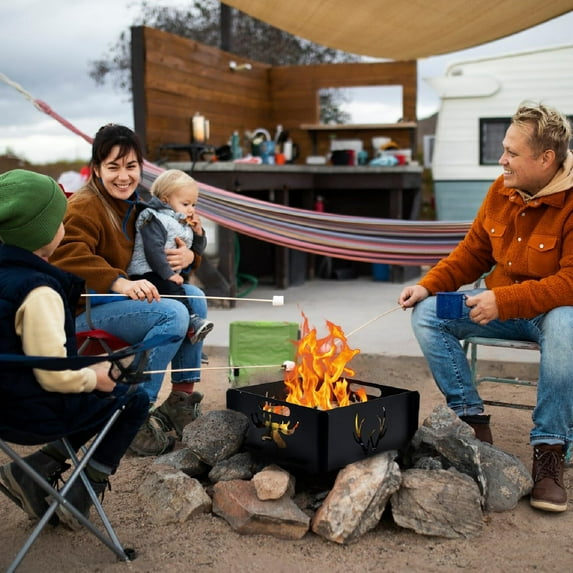 16.5 inch Portable Fire Pit with BBQ Grill for Collapsible Plug Fire ...