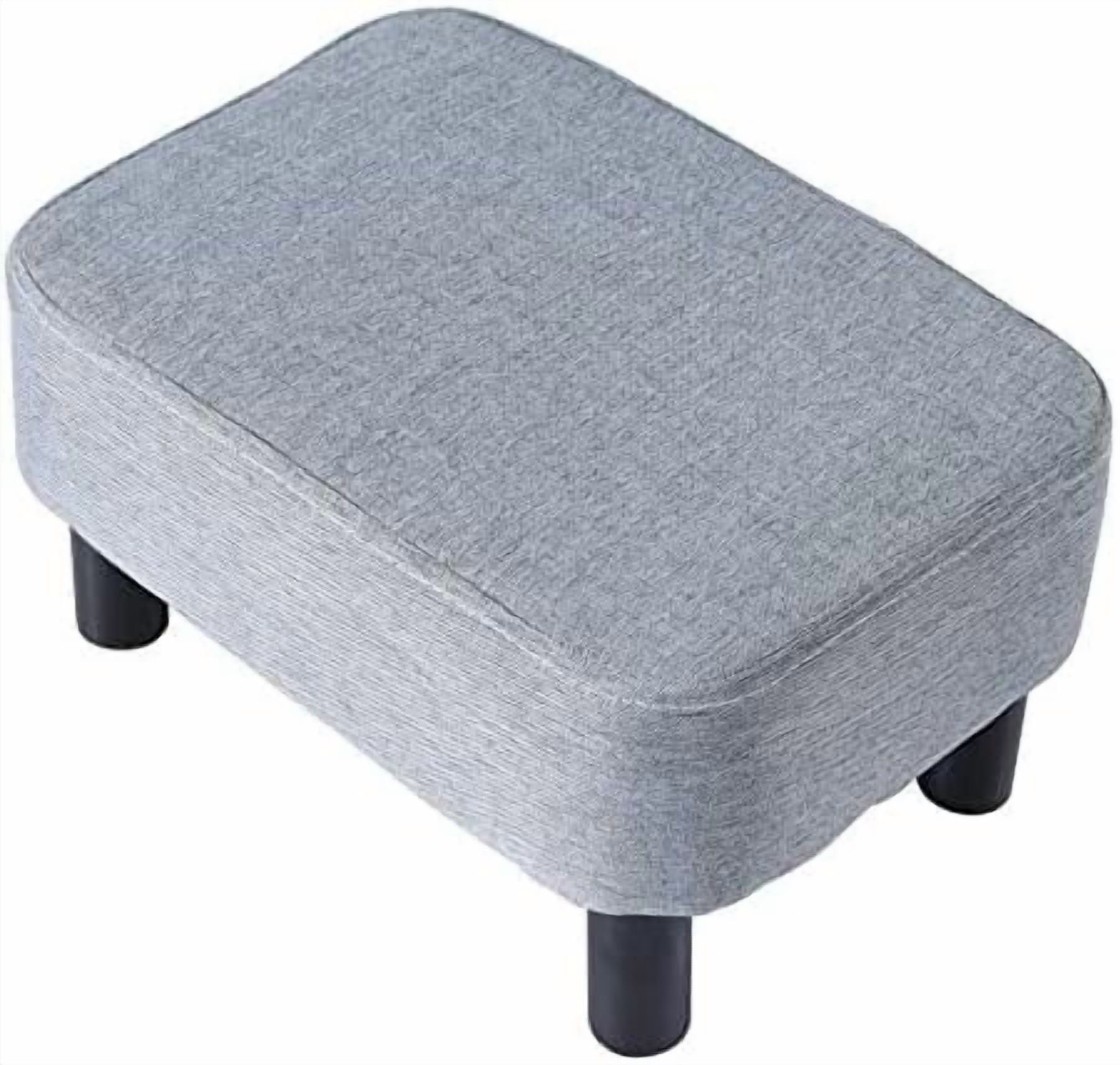 16.54" Small Footstool Linen Fabric Pouf Ottoman Footrest Modern Home ...