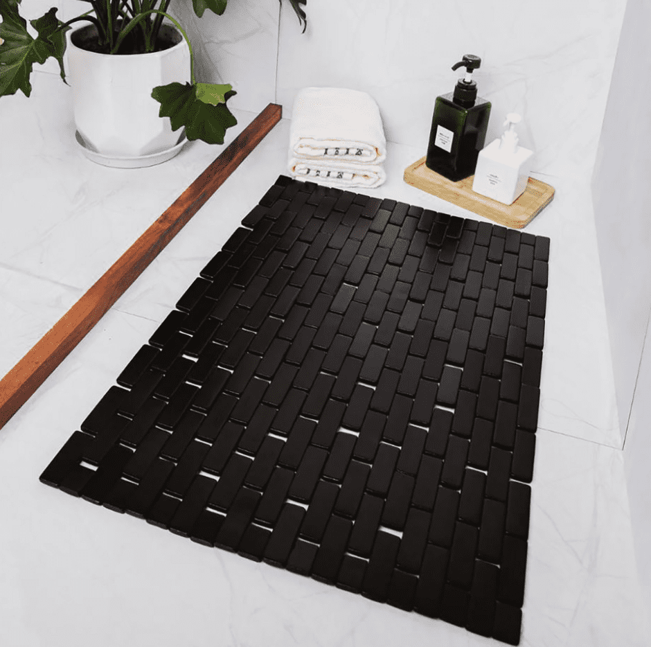 16.54" x 22.83" - Black Non-Slip Bottom Quick Dry Foldable Natural Bath ...