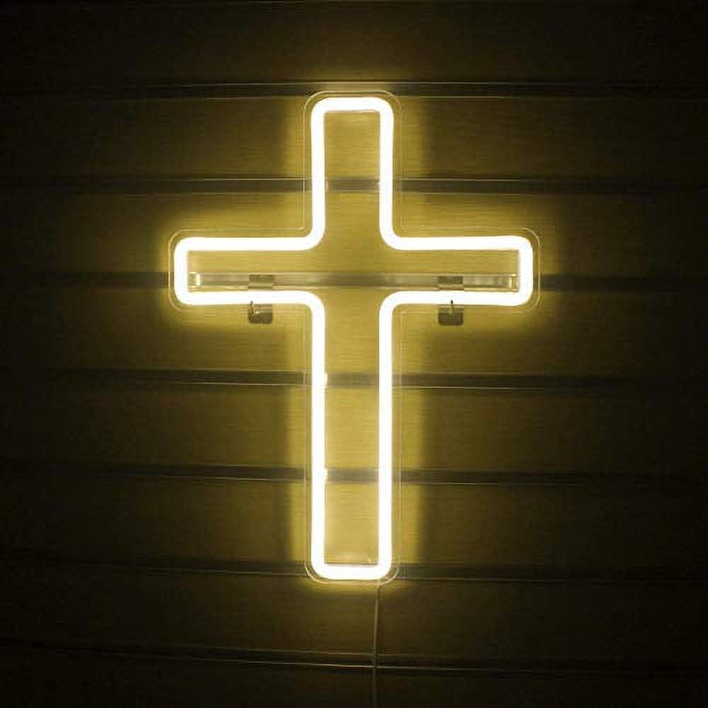 16.54"x12.2" Cross Neon Light Sign LED Night Lights USB Operated ...