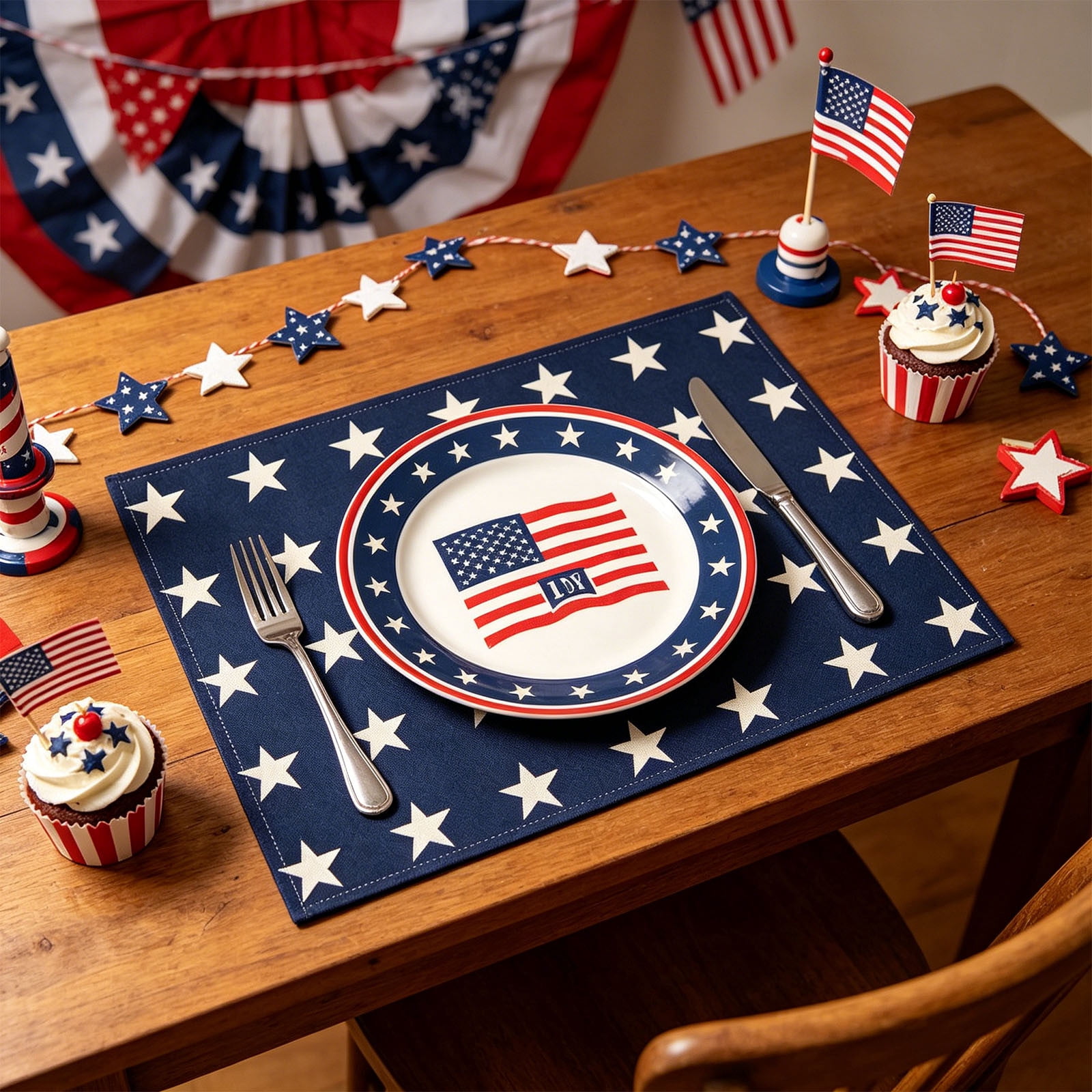 16.54x12.6 Inch Independence Day Placemat, Polyester Non-Slip Dining ...