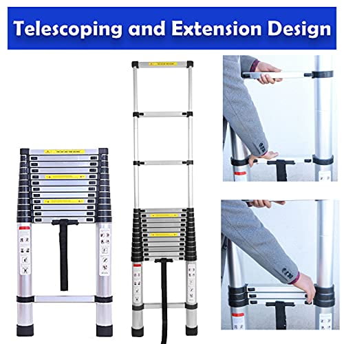 16.5FT Heavy Duty Telescoping Ladder Step Stool Extendable Folding ...