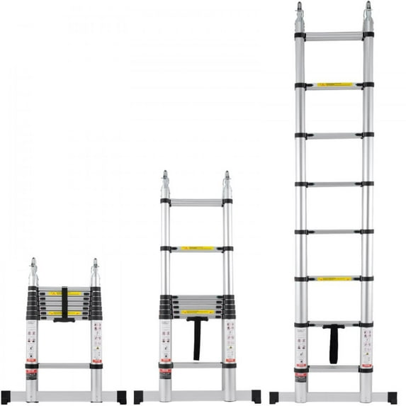 16.5FT Telescoping A-Shape Extension Ladder with Stabilizer Bar ...