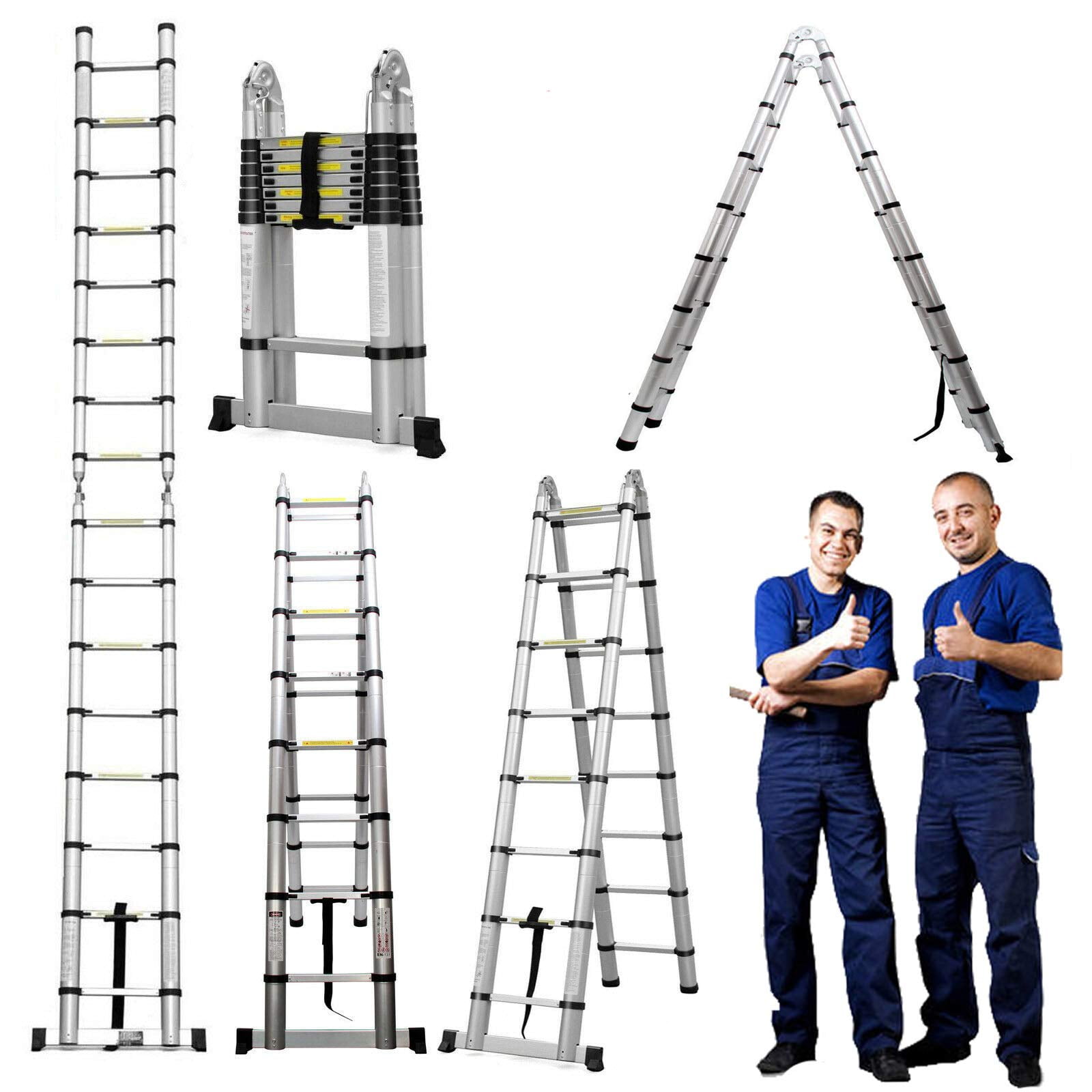 16.5Ft5M Aluminum Telescoping Extension Ladder Portable Multi-Purpose ...