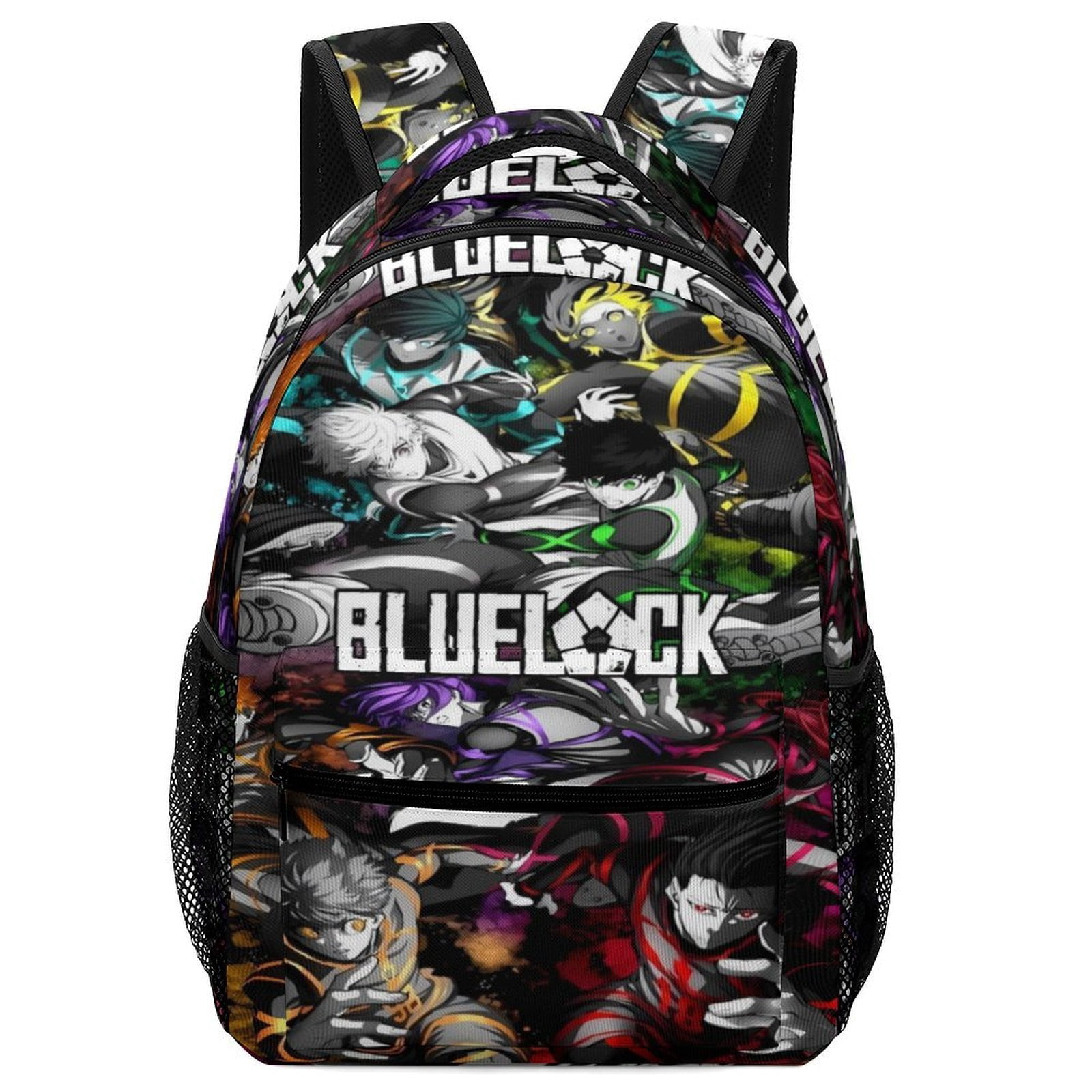 16.5In BLUE Ball LOC-,K Backpack with Front Pocket Cartoon Backpacks ...