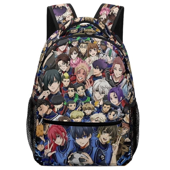 16.5In BLUE Ball LOC-,K Backpack with Front Pocket Cartoon Backpacks ...