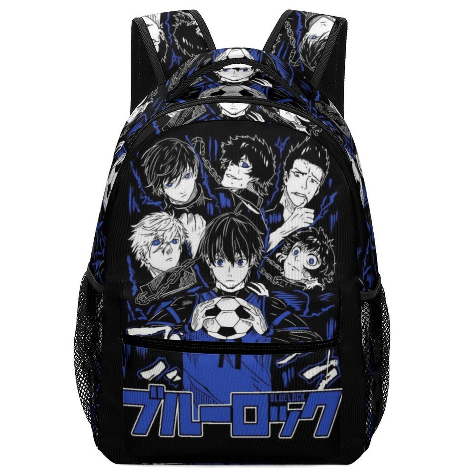16.5In BLUE Ball LOC-,K Backpack with Front Pocket Cartoon Backpacks ...