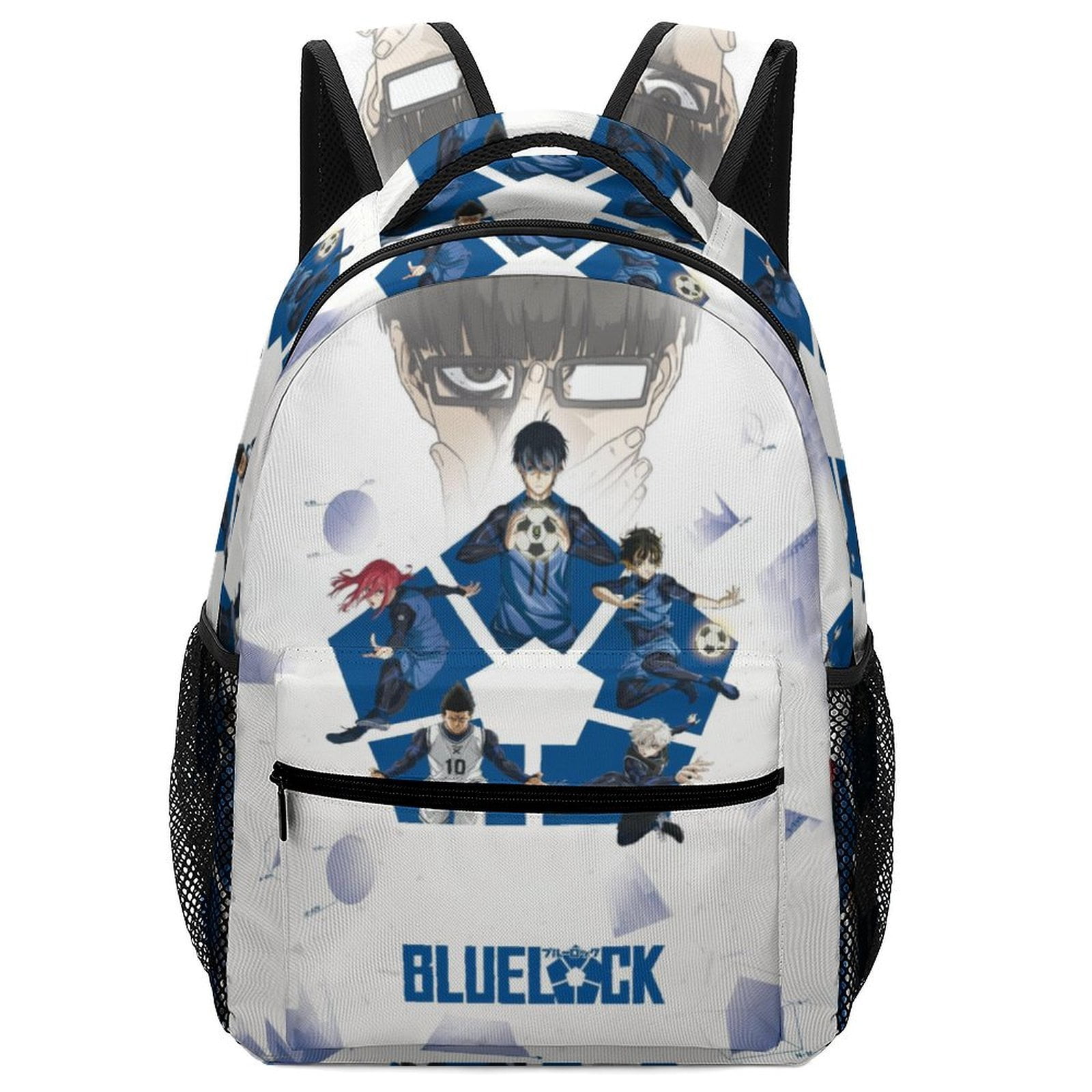 16.5In BLUE Ball LOC-,K Backpack with Front Pocket Cartoon Backpacks ...