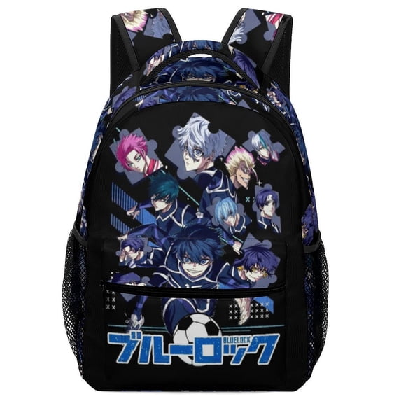 16.5In BLUE Ball LOC-,K Backpack with Front Pocket Cartoon Backpacks ...