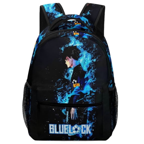 16.5In BLUE Ball LOC-,K Backpack with Front Pocket Cartoon Backpacks ...