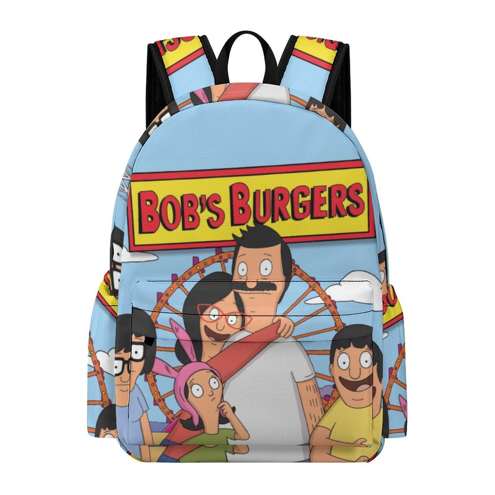 16.5In Bob's Bur-,Ger Backpack Front Pocket Cute Knapsack Cartoon ...