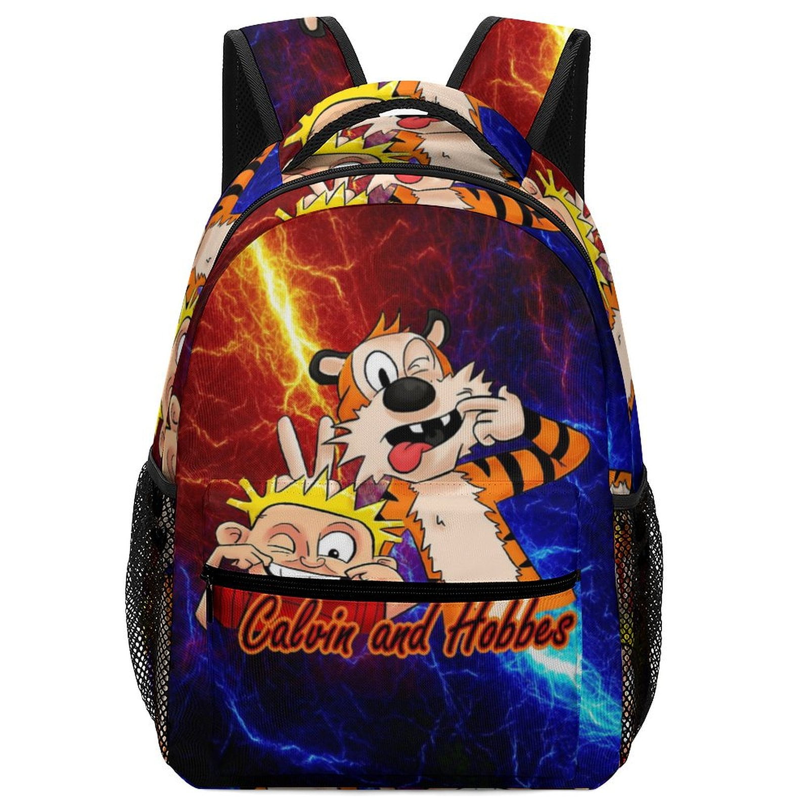 16.5In Calvin And Hobbe Backpack with Front Pocket Cartoon Backpacks ...