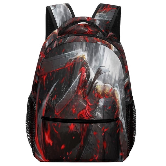 16.5In Chainsaw Orange Men Backpack with Front Pocket Cartoon Backpacks ...