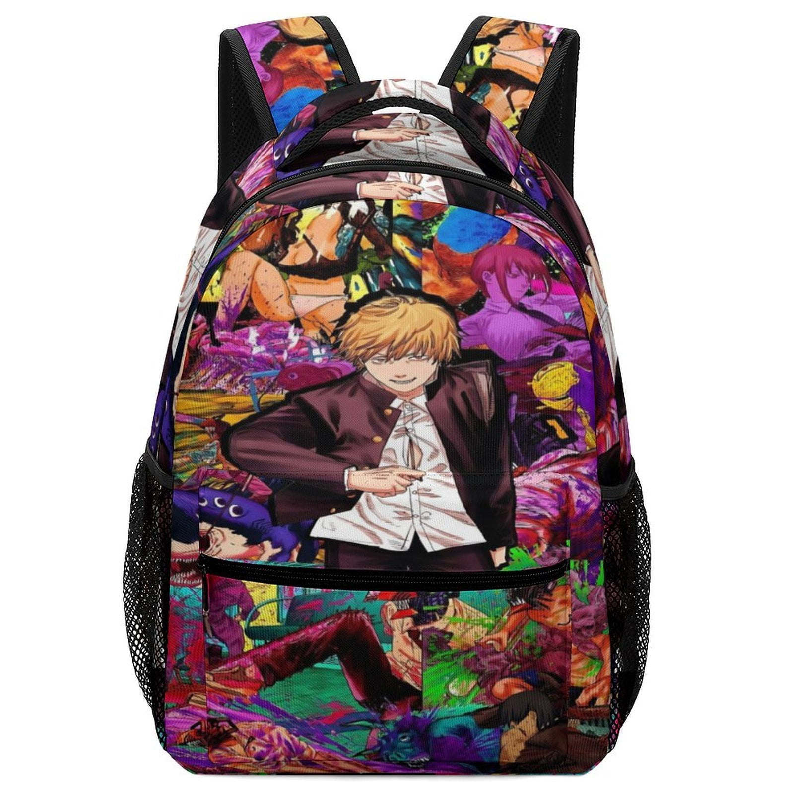 16.5In Chainsaw Orange Men Backpack with Front Pocket Cartoon Backpacks ...