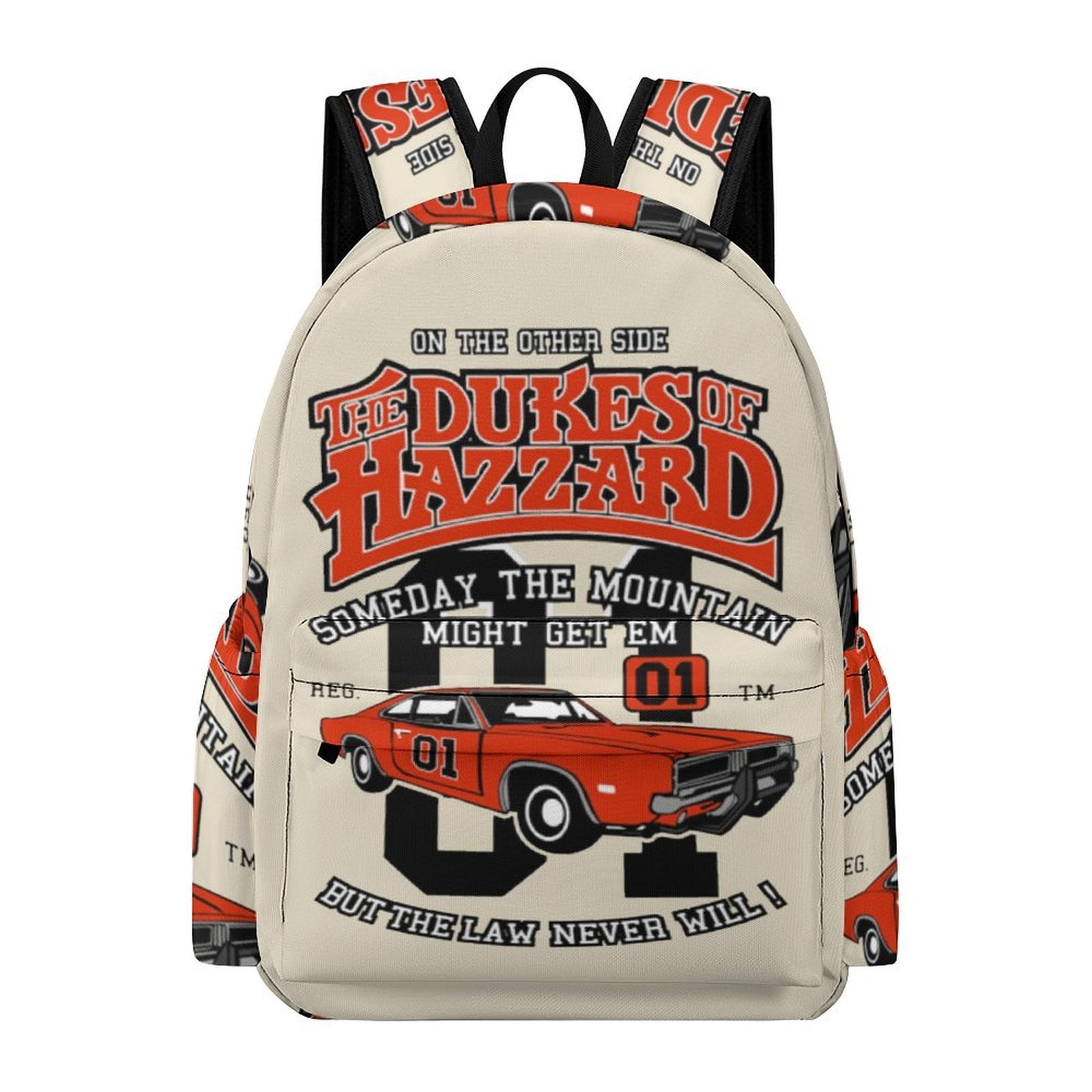 16.5In Dukes Orange Car Haz-zard Backpack Front Pocket Cute Knapsack ...
