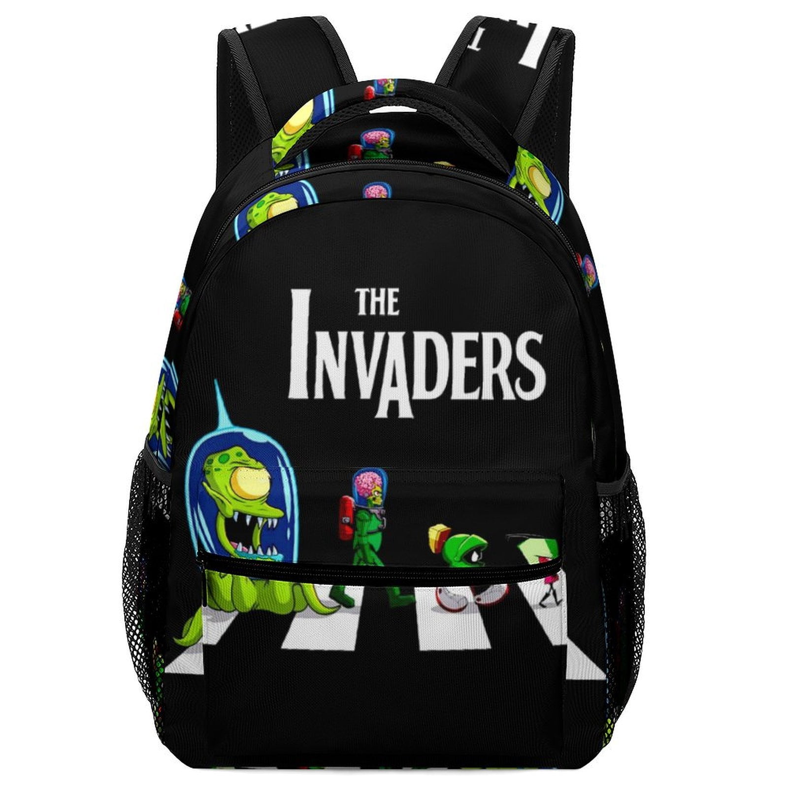 16.5In Inva-der Monster Z1m Gir Backpack with Front Pocket Cartoon ...