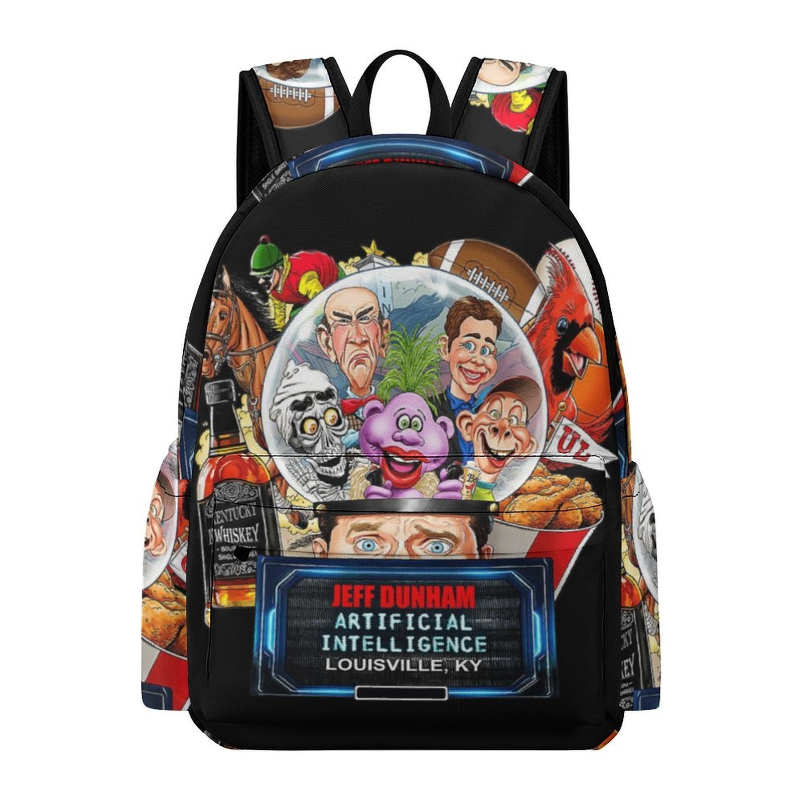 16.5In Jeff Retro Dun-haw Backpack Front Pocket Cute Knapsack Cartoon ...