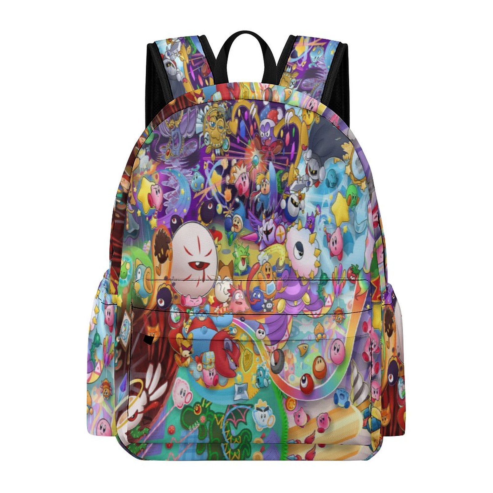 16.5In Kir-,by0 Backpack Front Pocket Cute Knapsack Cartoon Daypack ...