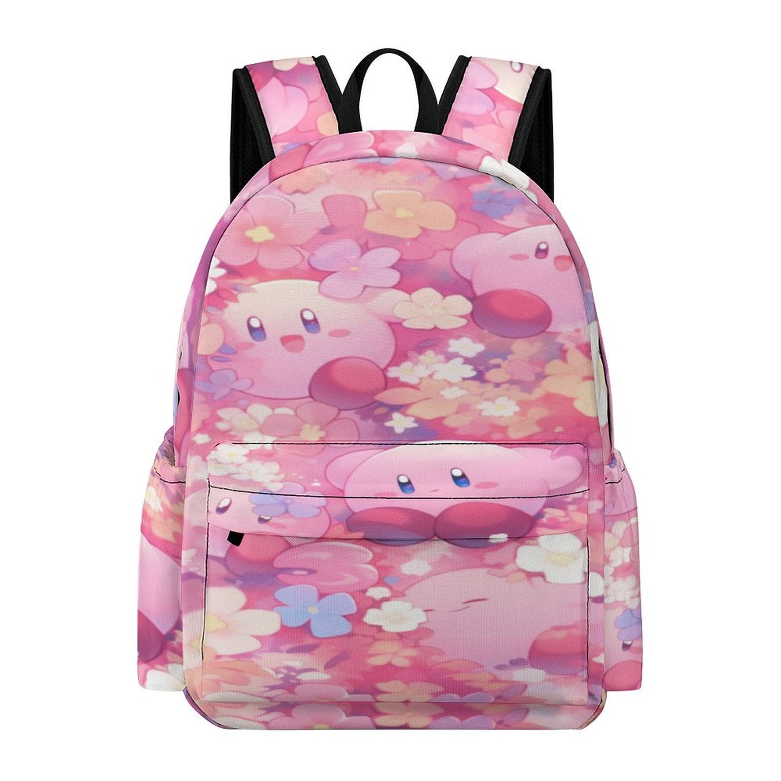 16.5In Kir-,by0 Backpack Front Pocket Cute Knapsack Cartoon Daypack ...
