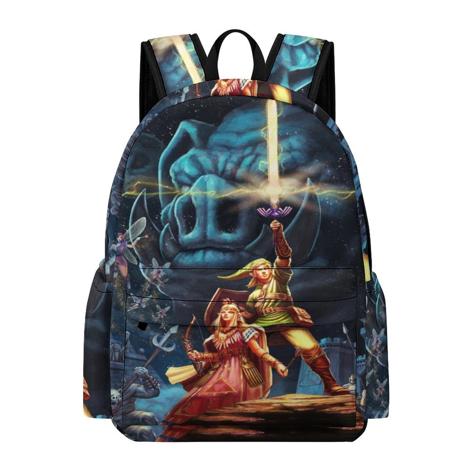 16.5In Le-Gend 0f Zel-,Da0 Backpack Front Pocket Cute Knapsack Cartoon ...