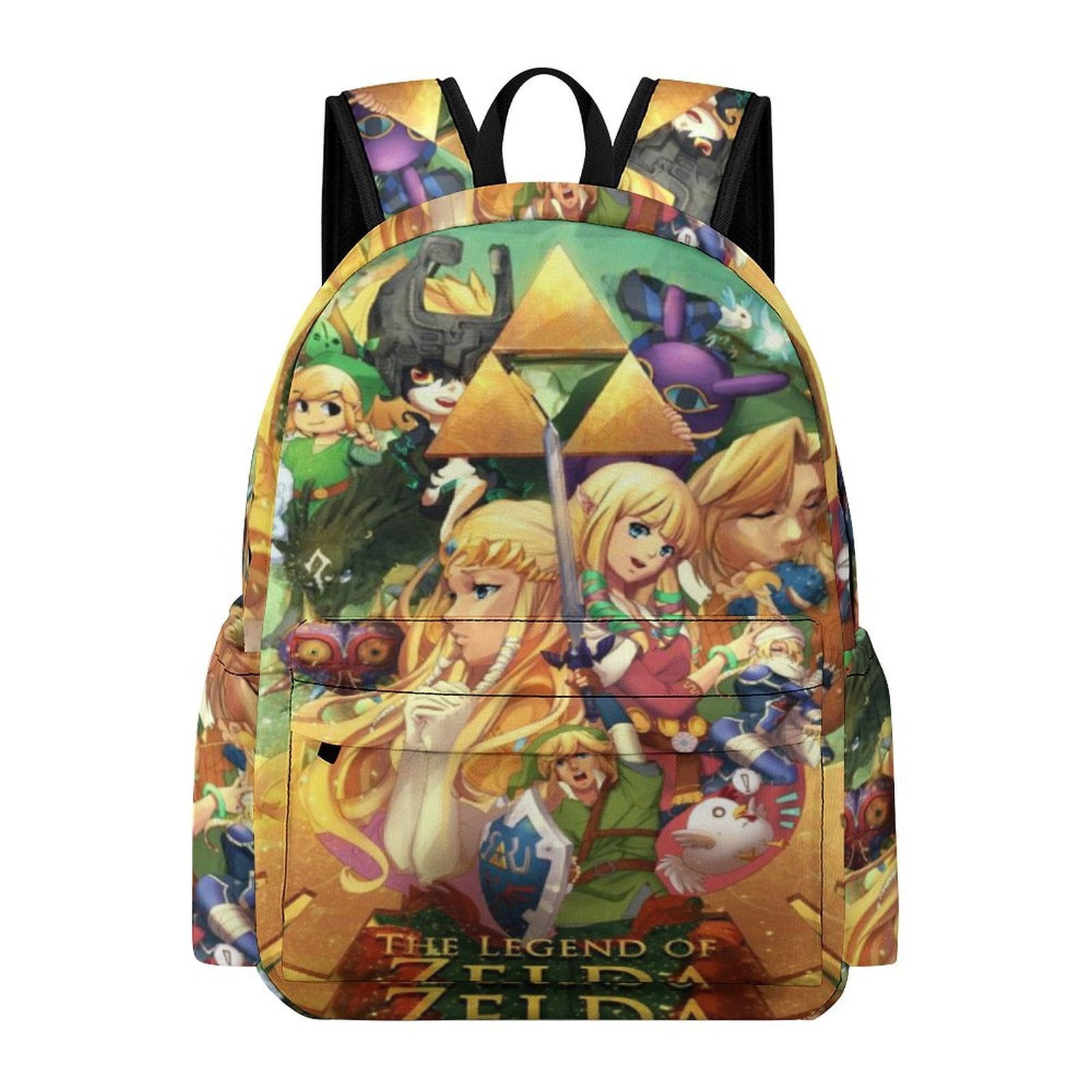 16.5In Le-Gend 0f Zel-,Da0 Backpack Front Pocket Cute Knapsack Cartoon ...