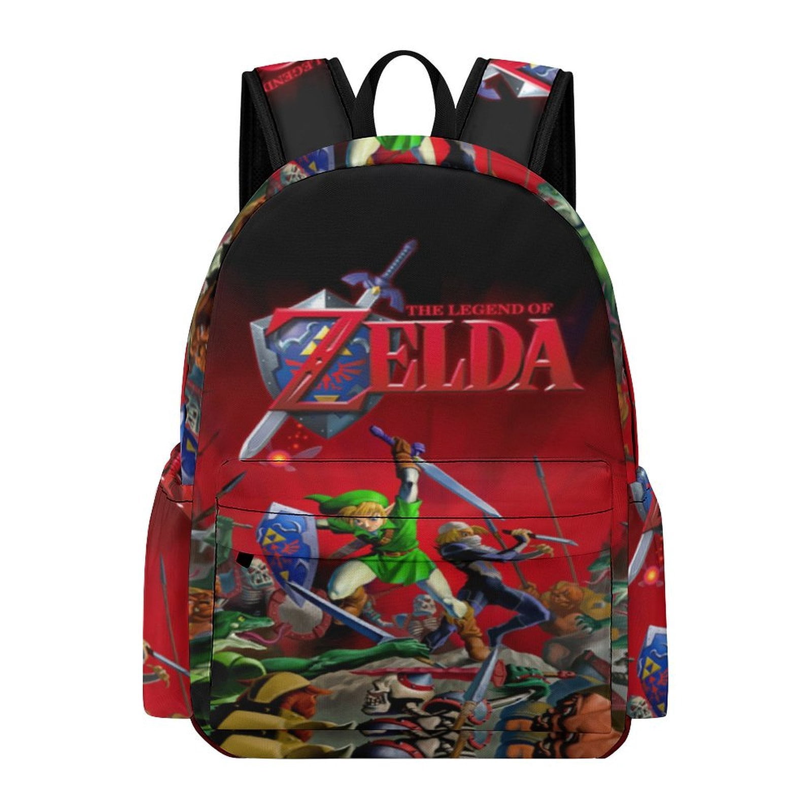 16.5In Le-Gend 0f Zel-,Da0 Backpack Front Pocket Cute Knapsack Cartoon ...