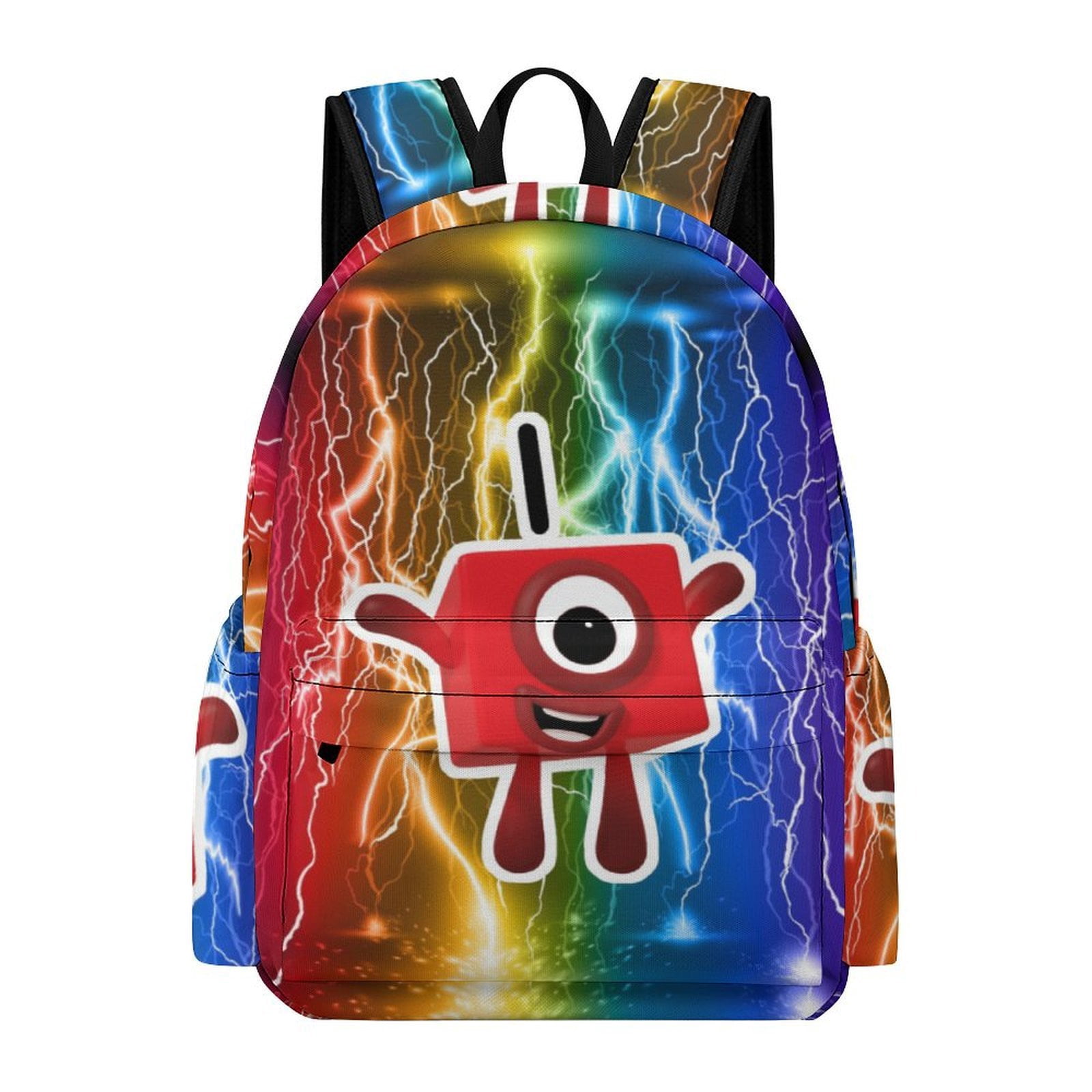 16.5In Number Cartoon Show Block (55) Backpack Front Pocket Cute ...