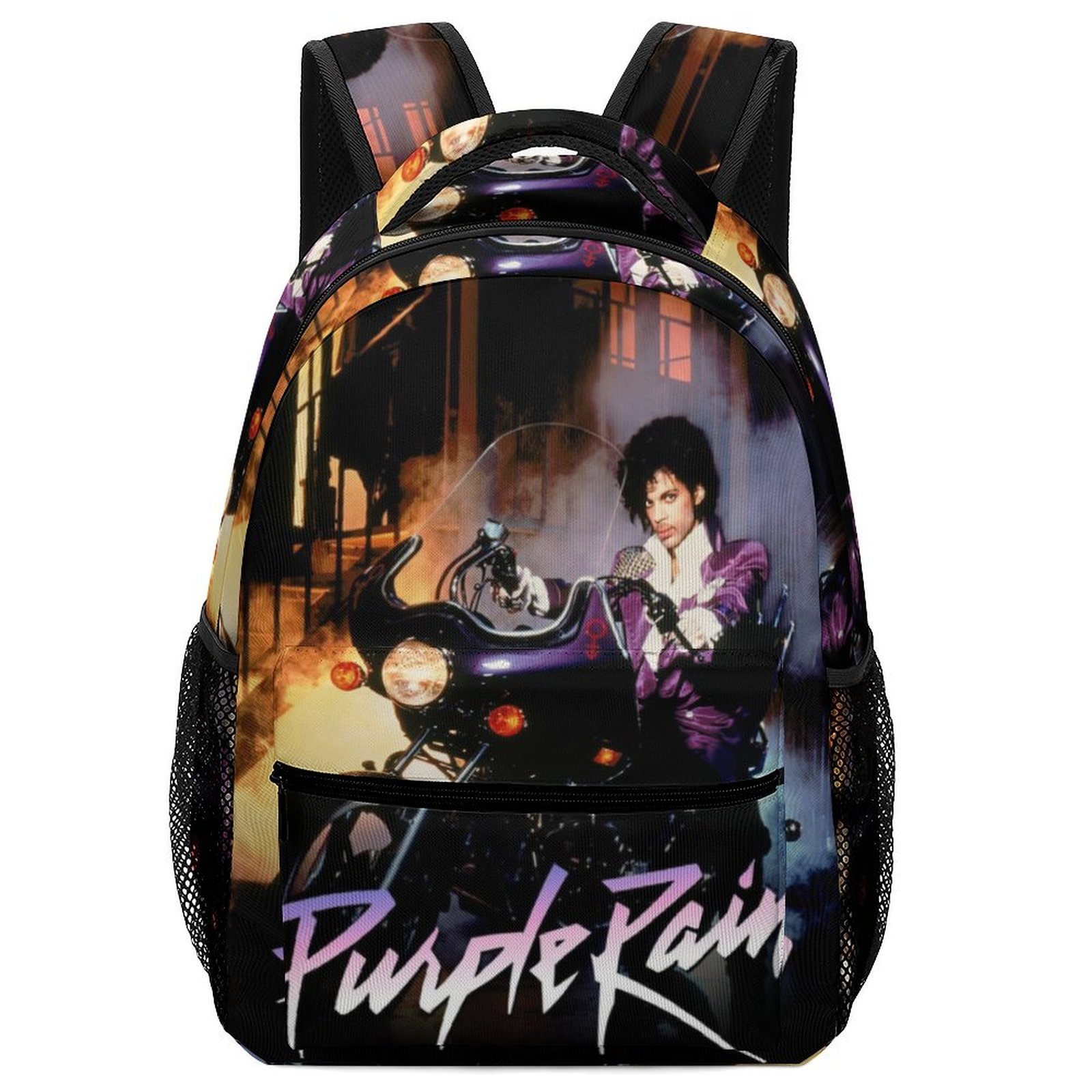 16.5In Prin-ce Purple Ra-iN Backpack with POcket Lightweight Bookbag ...