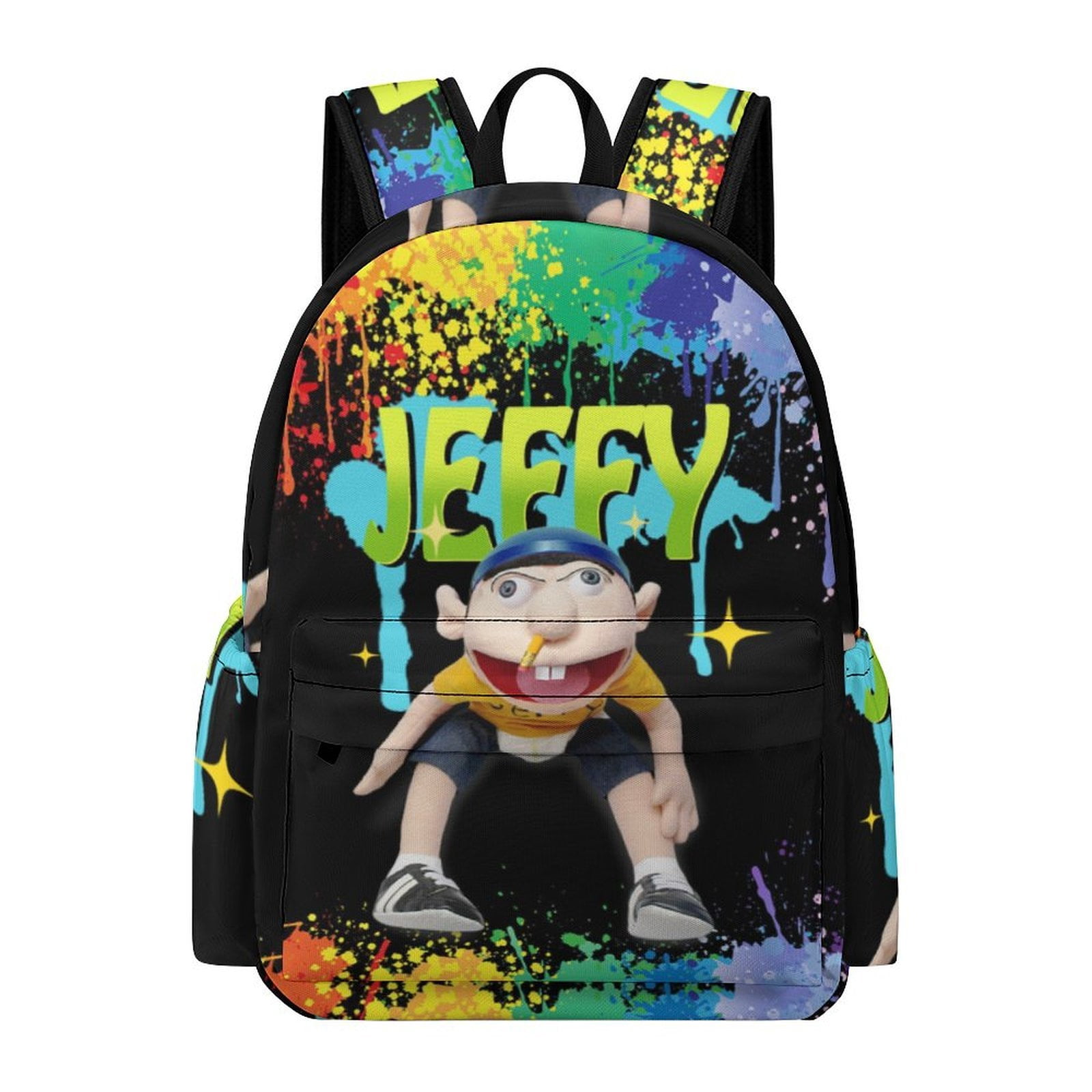 16.5In Sml Cartoon Jef-,fy Backpack Front Pocket Cute Knapsack Cartoon ...