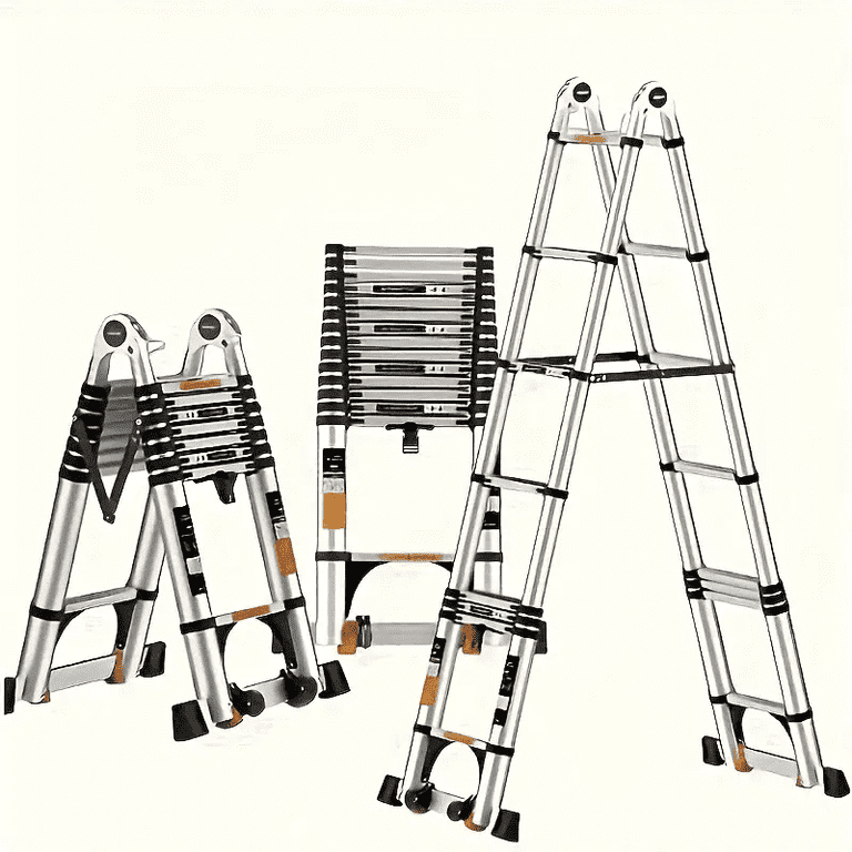 16.5ft Aluminum Extension Ladder with Stabilizer Bar Compact Telescoping A Frame Design 330lbs Capacity Portable RV Ladder for Outdoor Adventures Walmart
