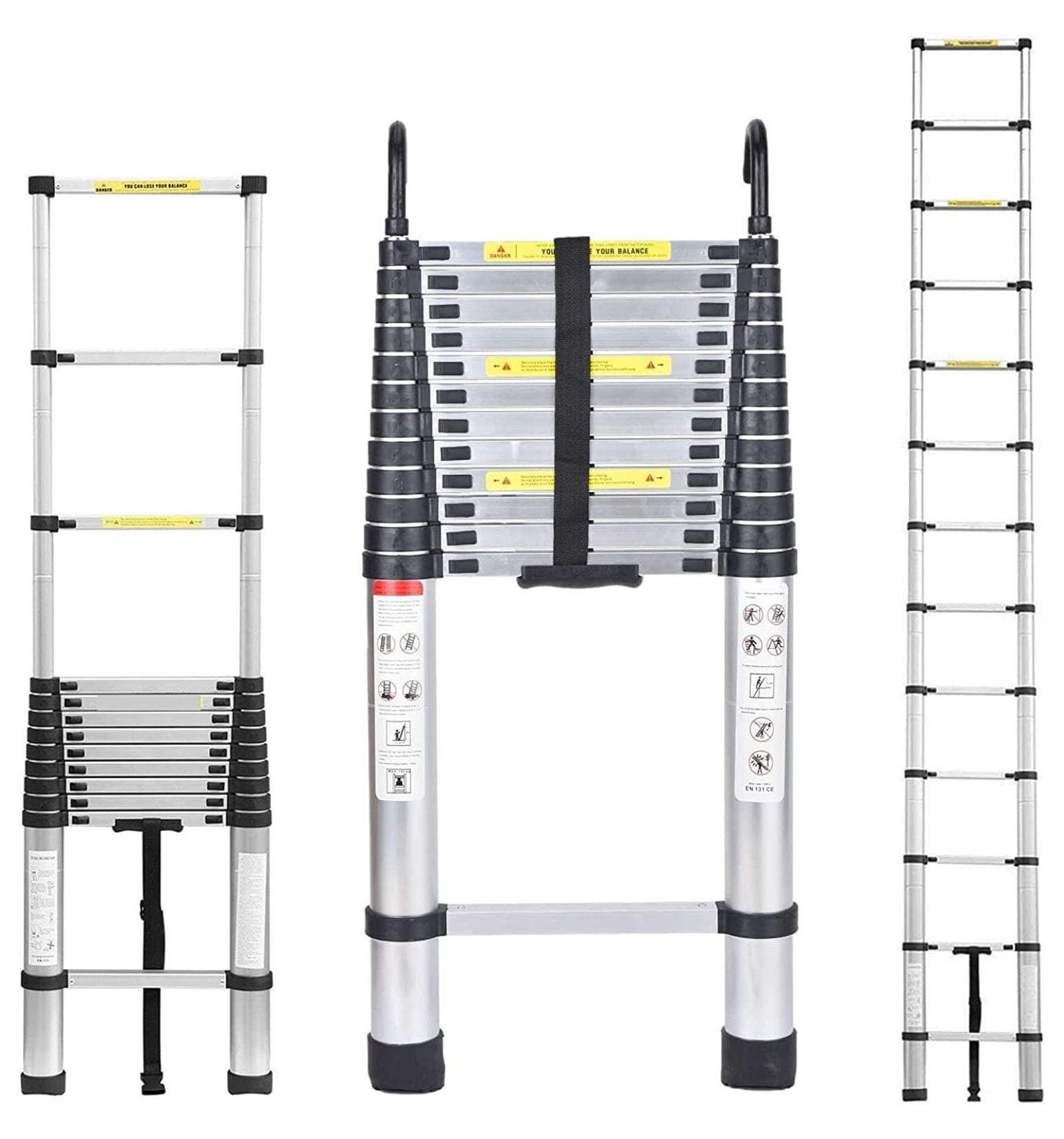 16.5ft Telescoping Ladder with 2 Detachable DIY Aluminum Extension ...