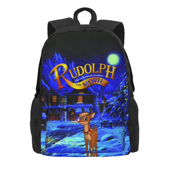 16.5in Ru-Dolph Christmas Rednose Backpack Front Pocket Durable Bookbag ...