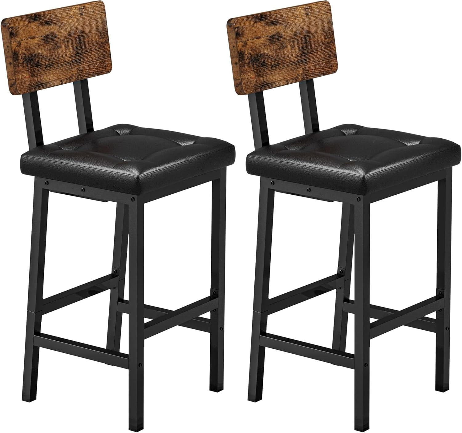 , 16.5in Square Upholstered Barstools with Back and Footrest, Thick ...