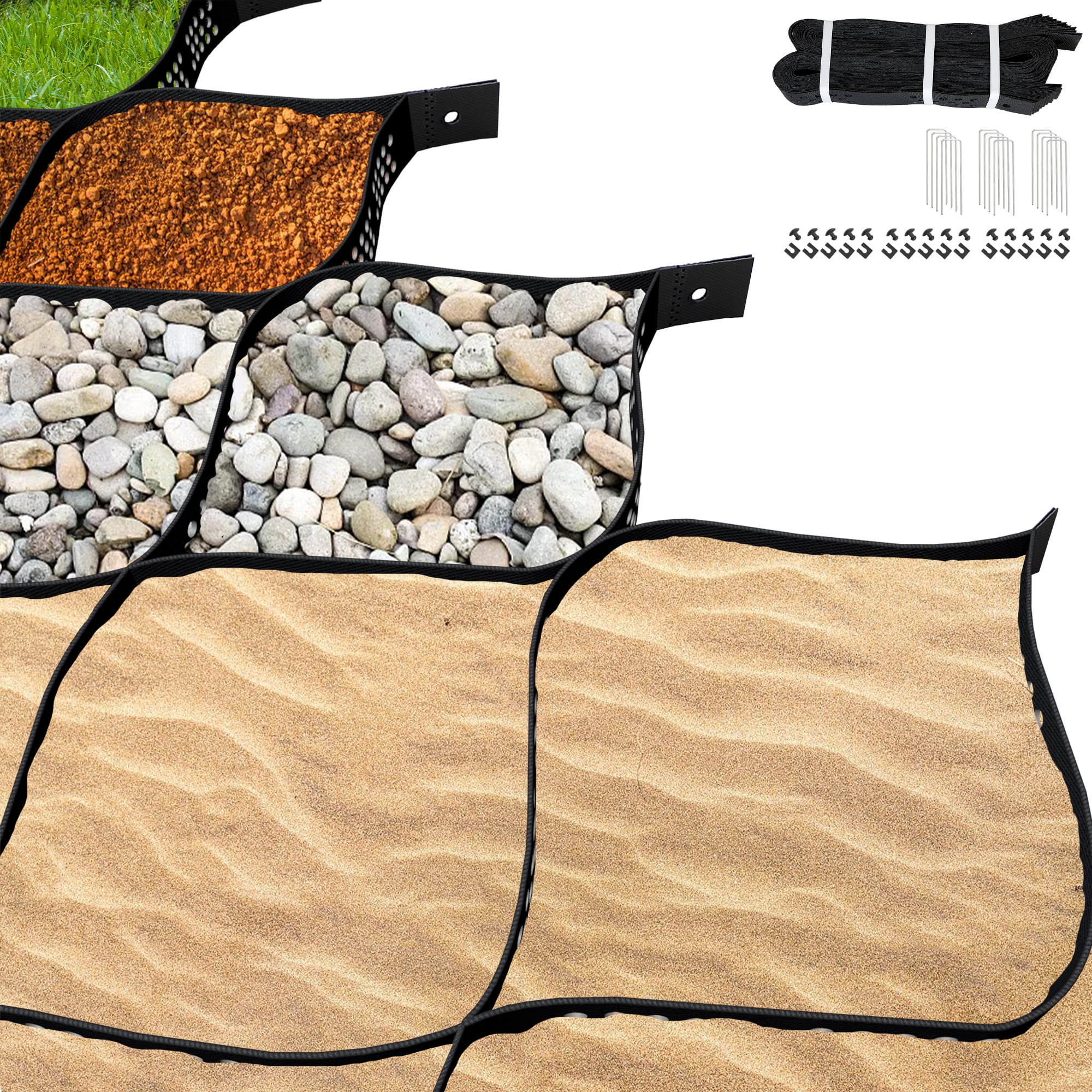 16.5x6.5 FT Geo Ground Grid, 2" Depth Gravel Driveway Grid – 1885 lbs ...