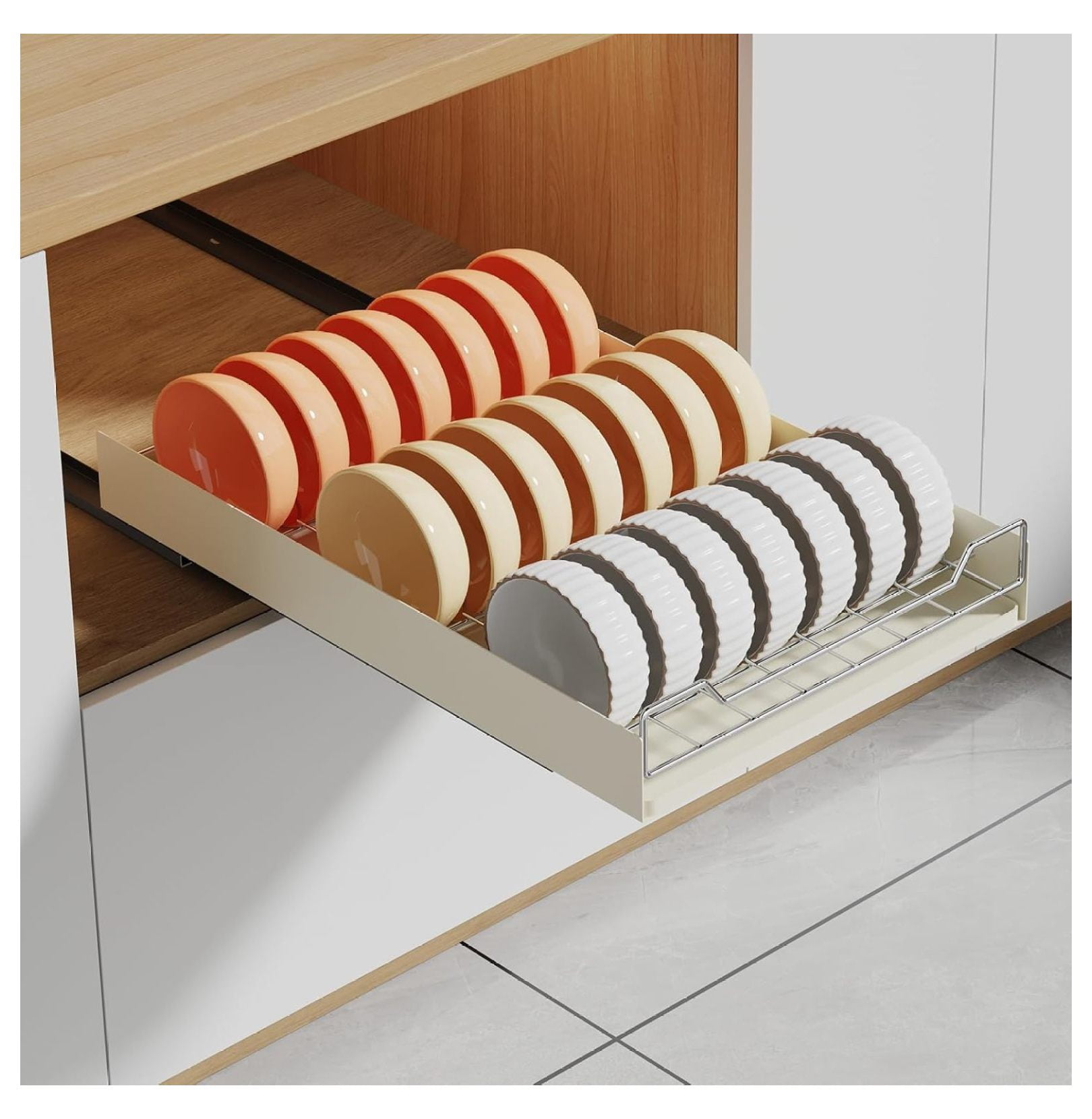 16.6" Deep Pull Out Cabinet Organizer Fixed With Adhesive Film, Slide ...