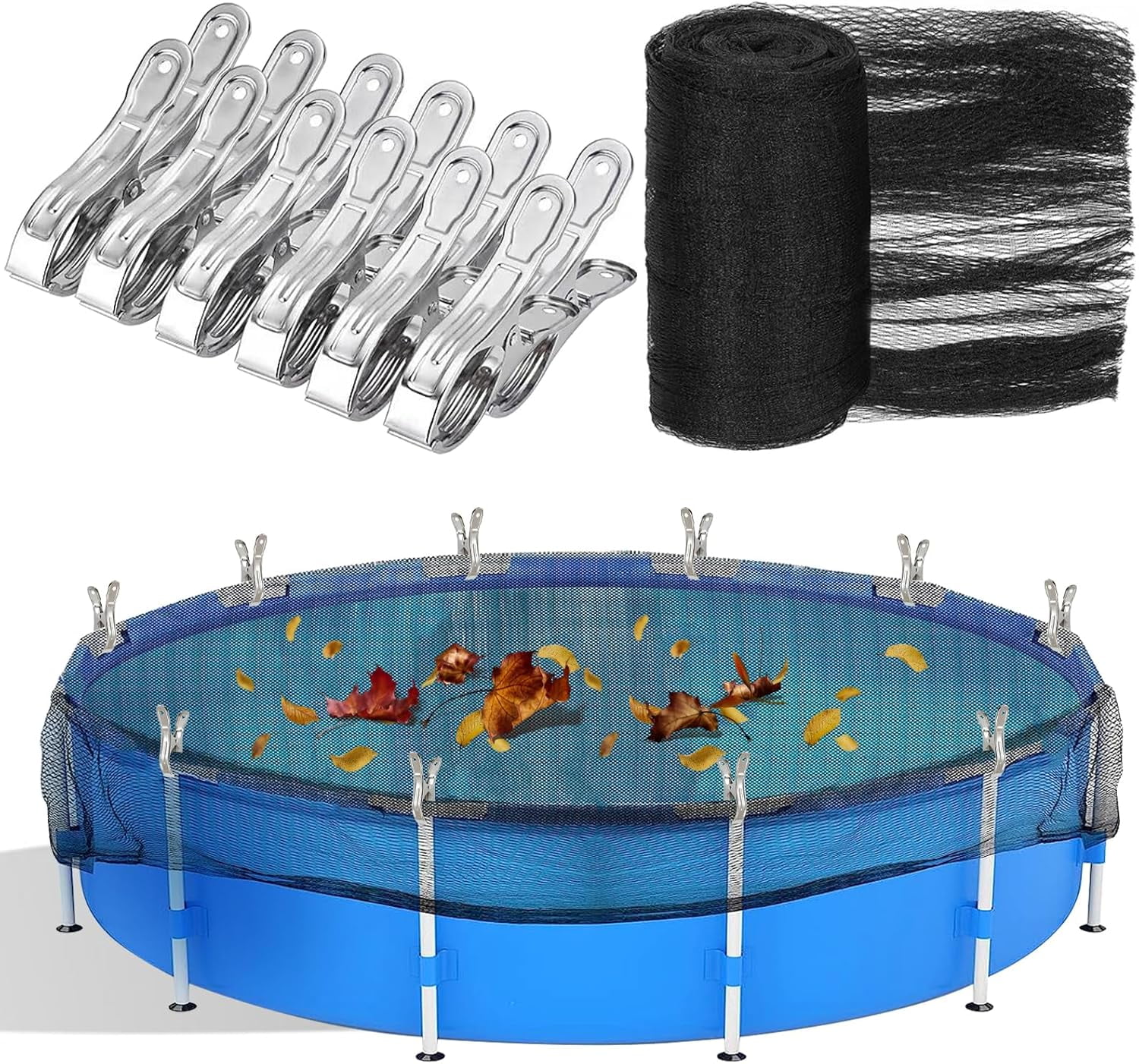 16.6 Feet Round Leaf Net Cover for Above Ground Pool, Winter Cover Mesh ...