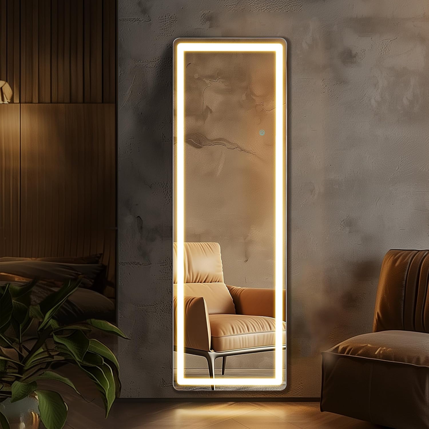 16''×60'' Led Full Length Mirror with Lights Stand or Wall Mount, Long ...