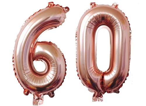 16" 60 Rose Gold Number Balloons 60th Birthday Party Anniversary Foil ...