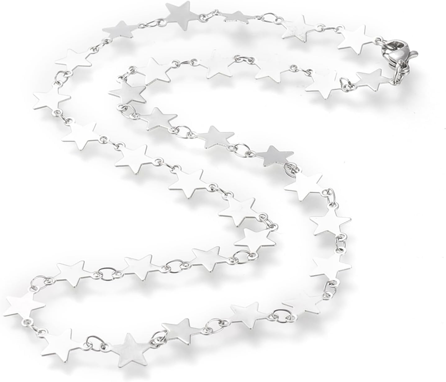 16.63 inch Link Chain Necklace with Lobster Claw Clasp and Star Links ...