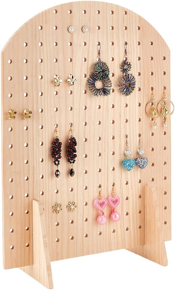 16.6x11.8 inch Wooden Pegboard Display Stand, 158 Holes Wood Retail ...