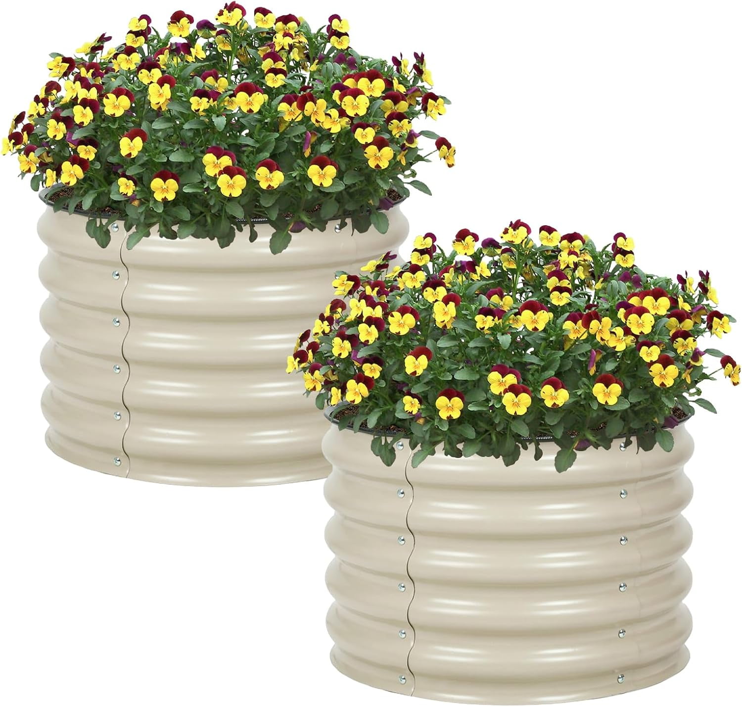 16.7" Tall Aluzinc Metal Raised Garden Bed, 24" Round Outdoor Planter ...