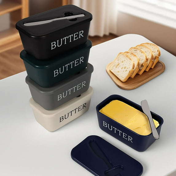 16.8×9.8×7.3cm Butter Storage Container - Built-in Knife Slot ...
