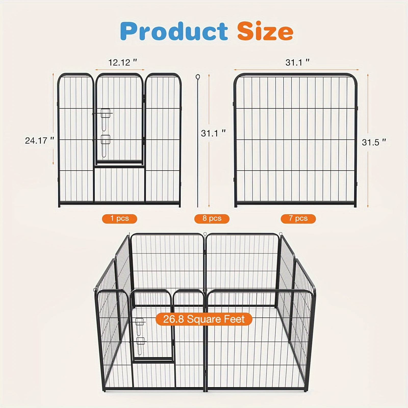 16/8 Panels Heavy Duty Dog Playpen - Foldable Portable Indoor/Outdoor ...