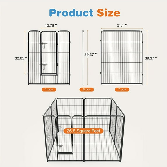 16/8 Panels Heavy Duty Dog Playpen, Portable Indoor Outdoor Pet ...