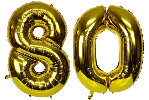 16" 80 Gold Number Balloons 80th Birthday Party Anniversary Foil ...