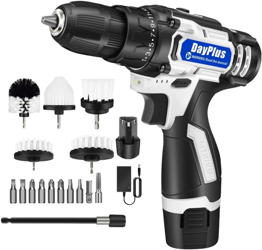 16.8V Electric Drill Set Drill Brushes Set Small Hand Drill with 10 ...