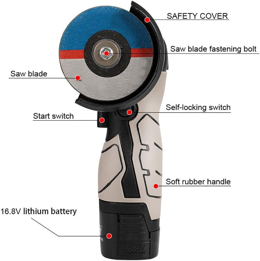 16.8V Mini Angle Grinder Kit,19600rpm Brushed Electric Angle Grinder ...